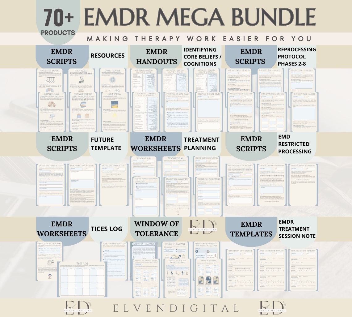 EMDR Worksheet Bundle Eye Movement Psychotherapy Bundle EMDR Scripts ...