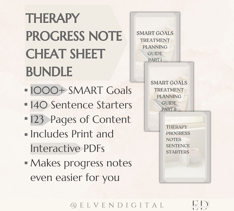 Therapy Progress Notes Cheat Sheet Bundle SMART Goals - Etsy UK