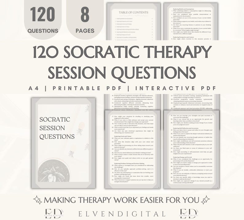 Socratic Therapy Session Questions for Client Recovery Therapist ...