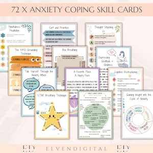 Therapy Workbook Coping Skills Cards Therapist Anxiety Bundle ...