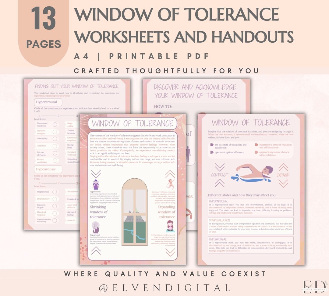 Window of Tolerance Worksheet Emotional Regulation Nervous - Etsy