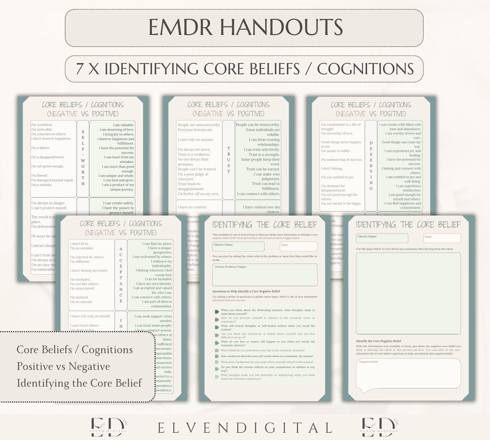 EMDR Worksheets for Therapist EMDR Bundle Therapy Scripts EMDR Handouts ...