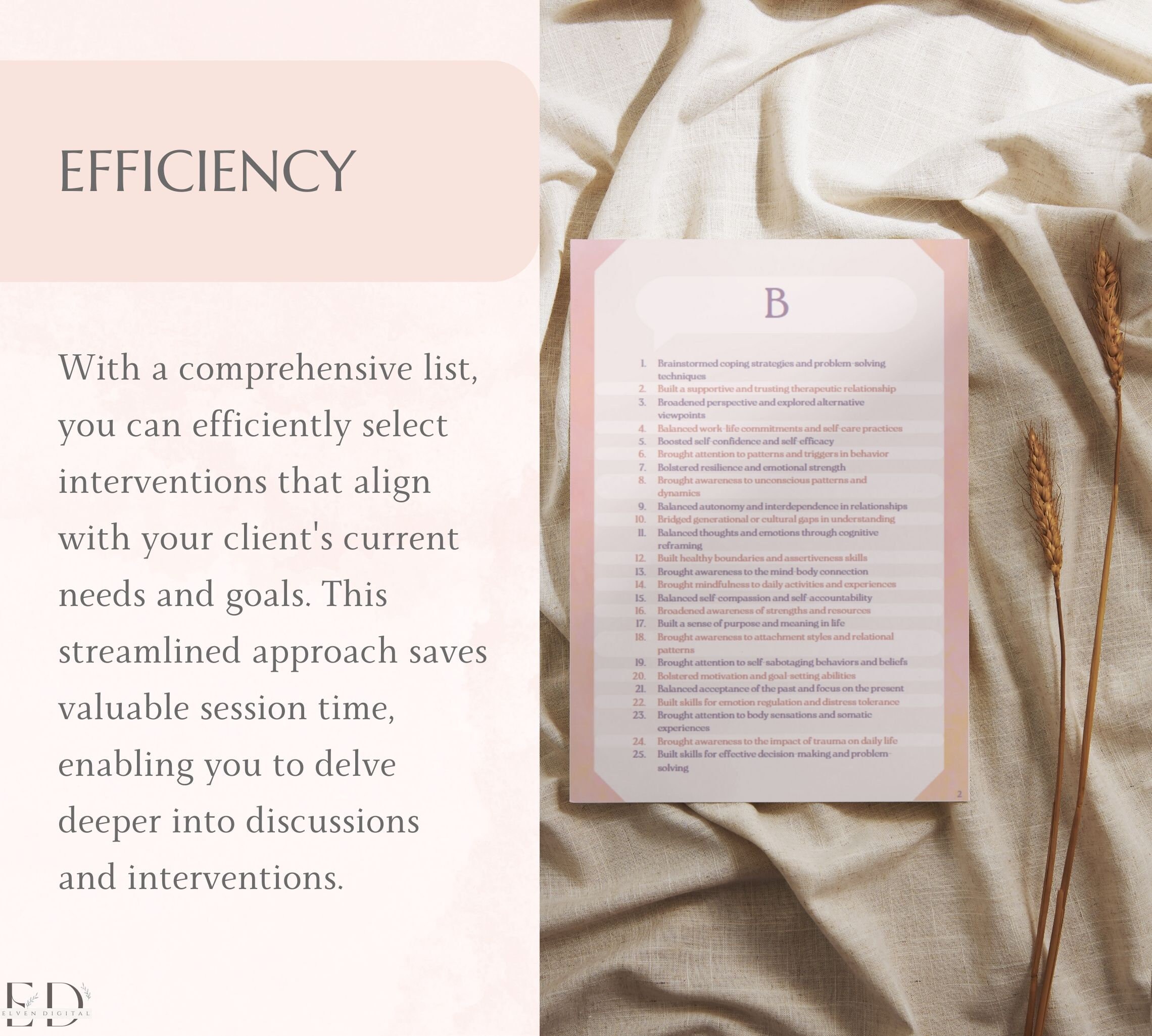 Therapy Intervention List Therapist Notes Template Counseling - Etsy