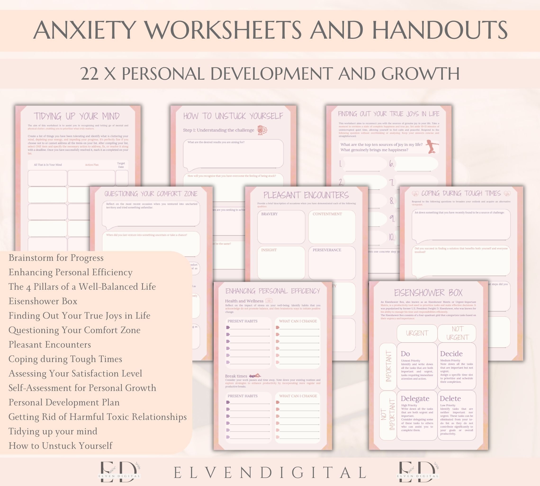Therapy Workbook Coping Skills Cards Therapist Anxiety Bundle ...