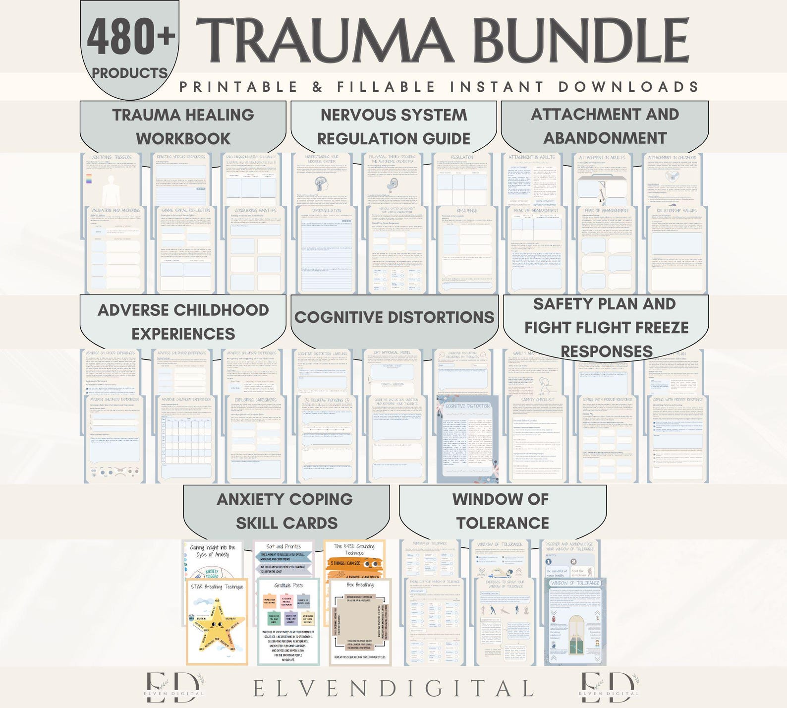 Trauma Therapy Bundle Nervous System Regulation Workbook Adult Trauma ...