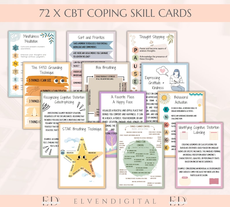 CBT Therapy Worksheets Cbt Bundle for Teens and Adults CBT Coping Skill ...