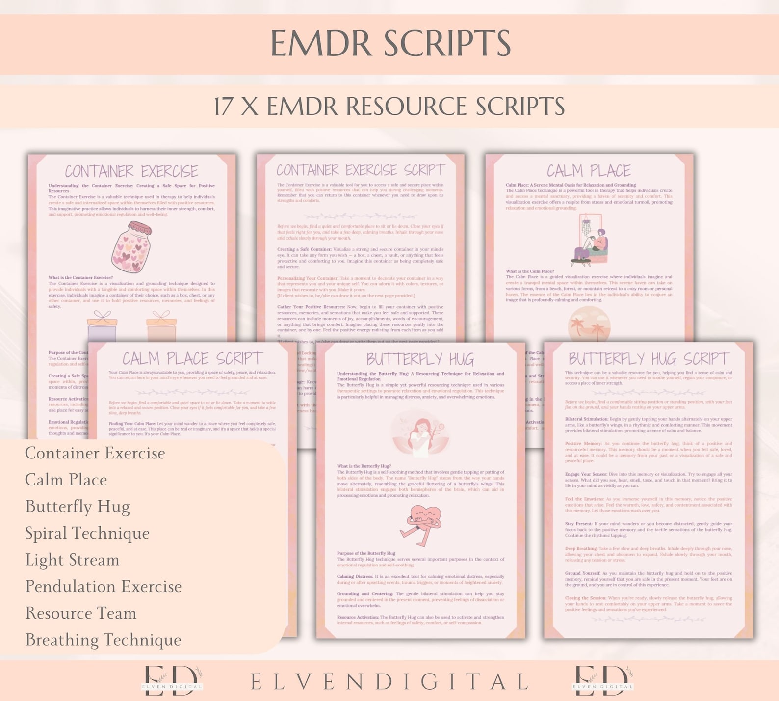 EMDR Worksheet Bundle EMDR Script for Therapist EMDR Therapy Worksheets ...