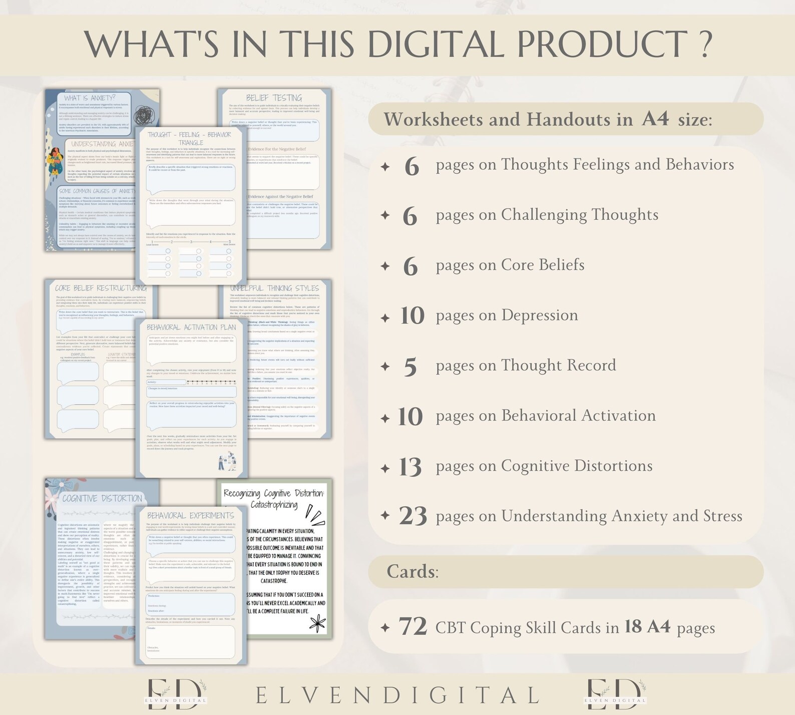 Cbt Therapy Bundle CBT Anxiety Prints Therapist Handouts CBT Therapy ...