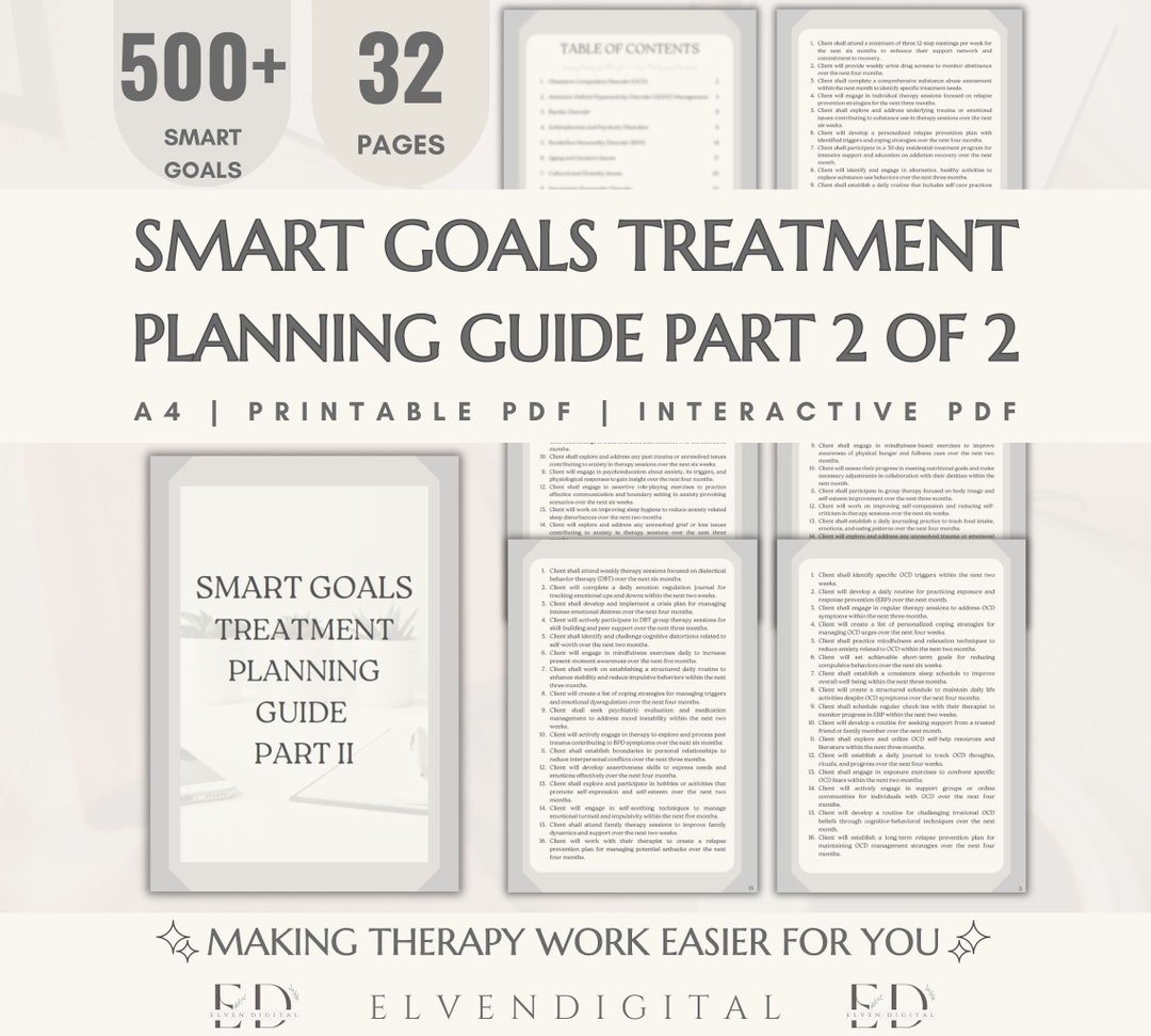 SMART Goals Treatment Planning Guide for Therapist Progress Notes ...