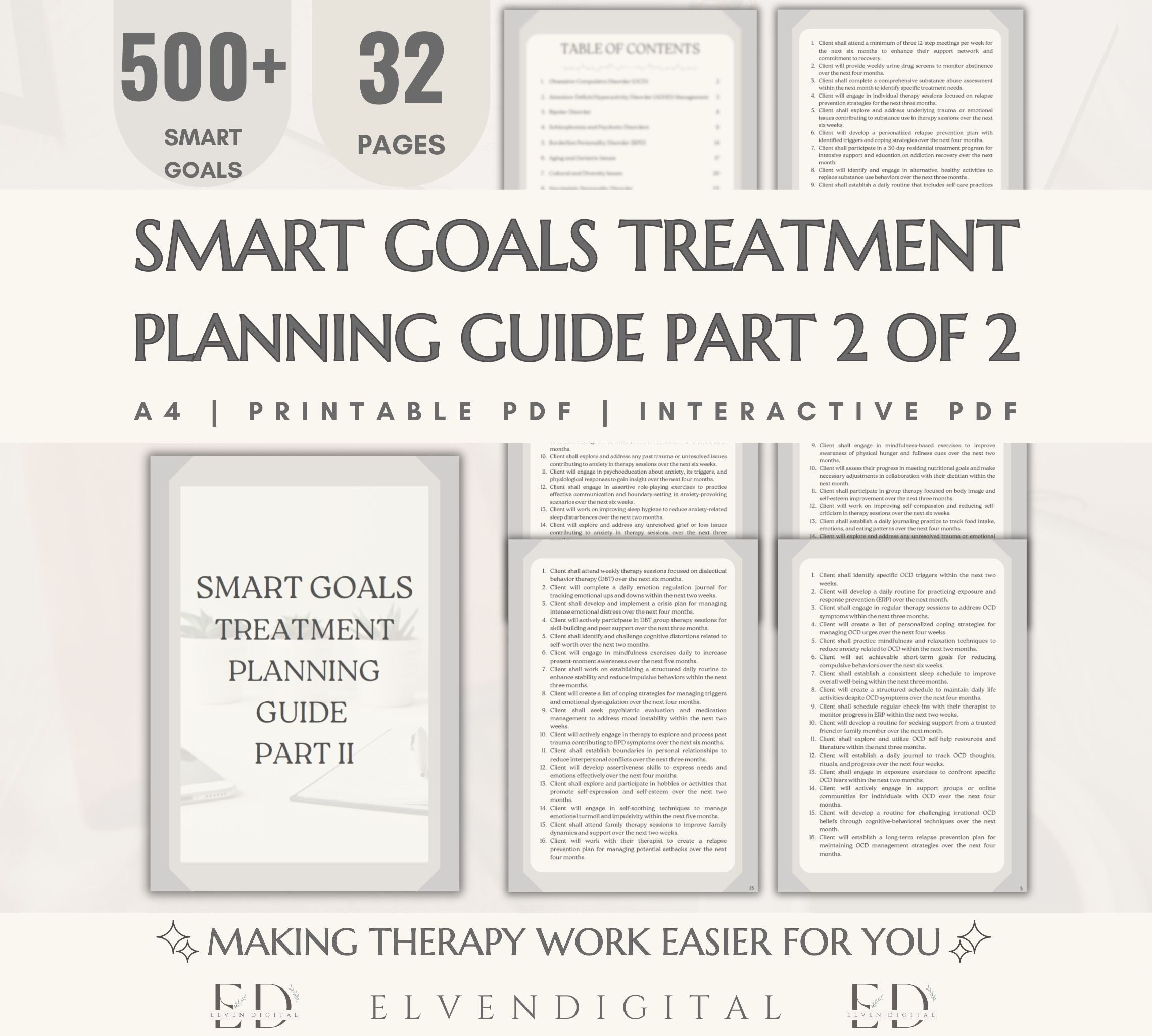 SMART Goals Treatment Planning Guide for Therapist Progress Notes ...