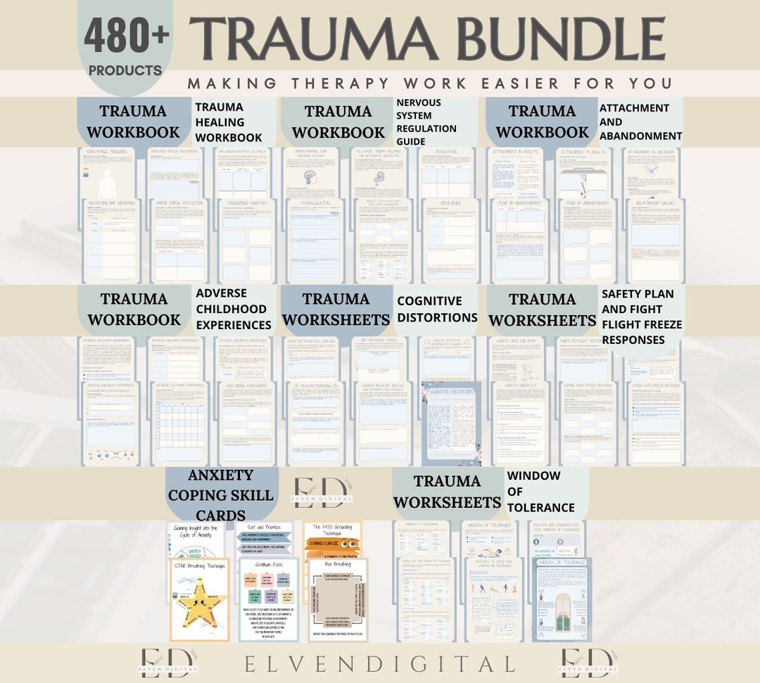 Trauma Therapy Bundle Nervous System Regulation Workbook Adult Trauma ...