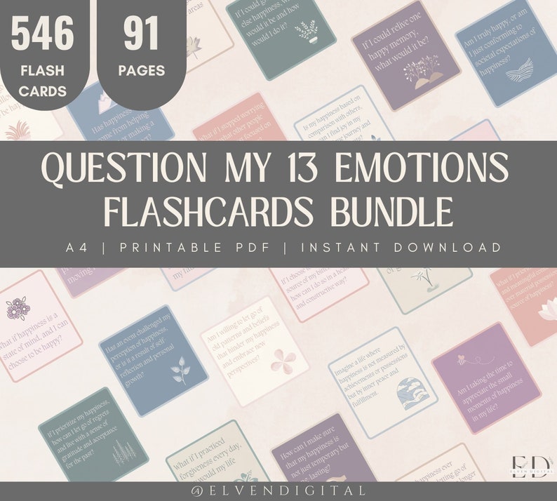Emotions Flashcards Bundle Printable Flashcards for Therapy - Etsy