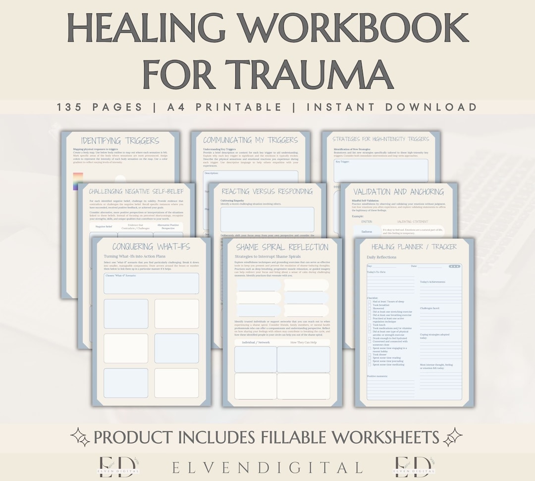 Trauma Therapy Worksheets Trauma Healing Workbook Trauma Therapist ...