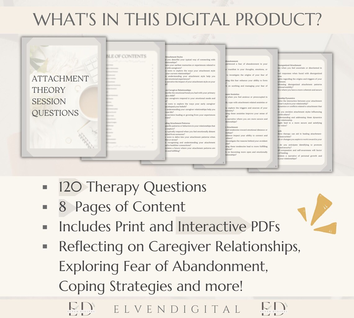 Attachment Theory Therapy Questions Adult Attachment Therapy Worksheets ...