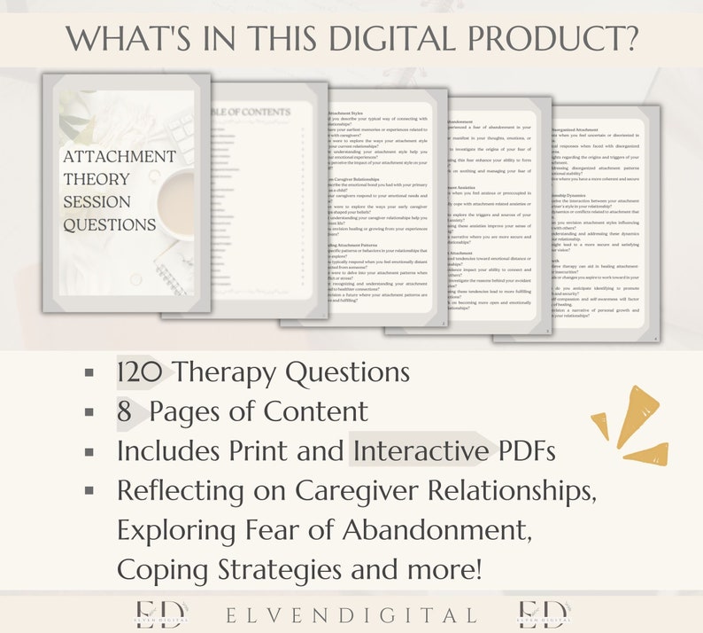 Attachment Theory Therapy Questions Adult Attachment Therapy Worksheets ...