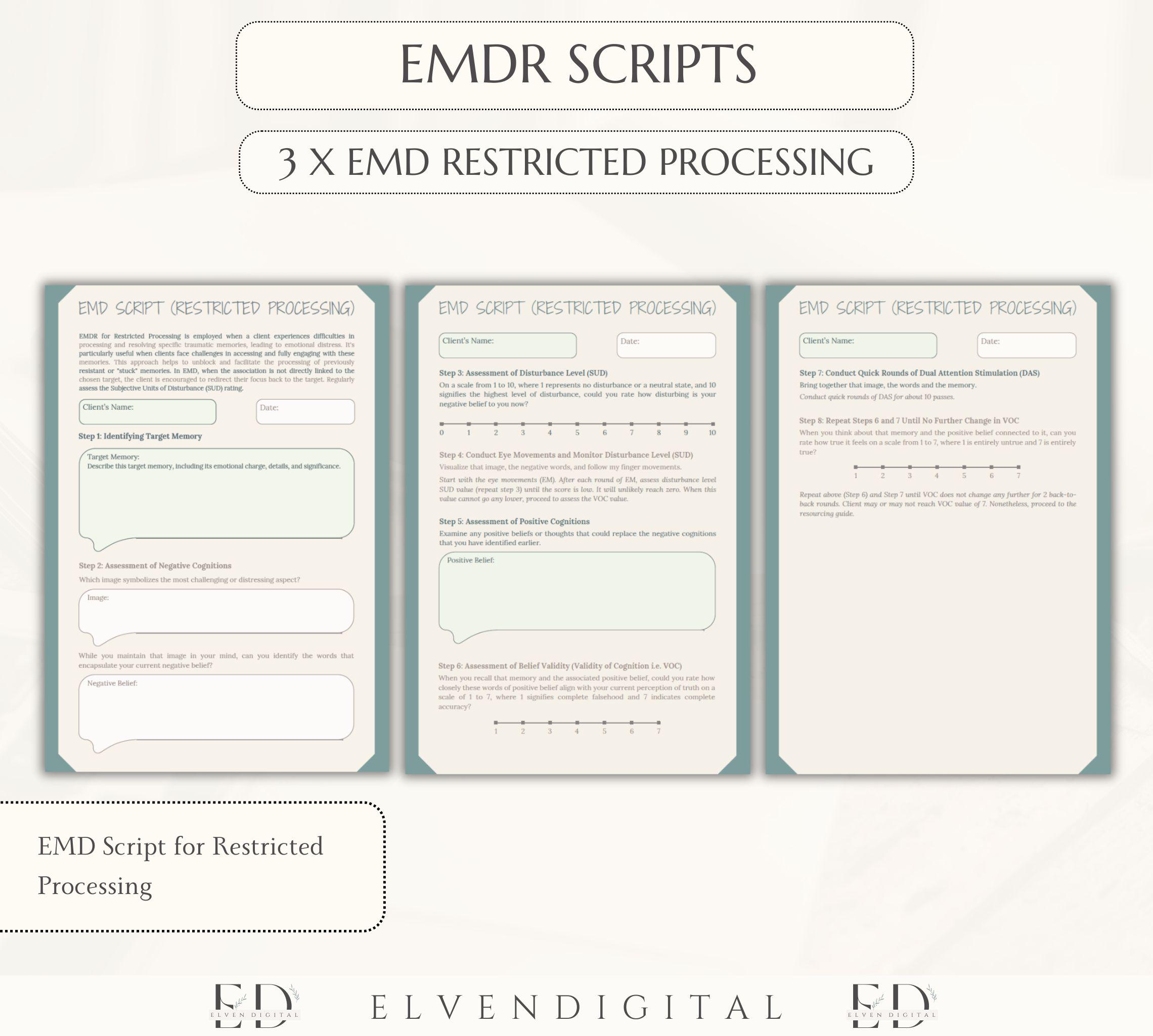 EMDR Worksheets for Therapist EMDR Bundle Therapy Scripts EMDR Handouts ...