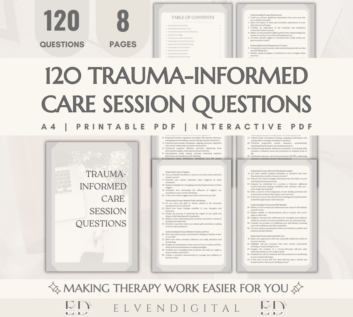 Trauma Informed Therapy Session Questions for Client Counseling ...