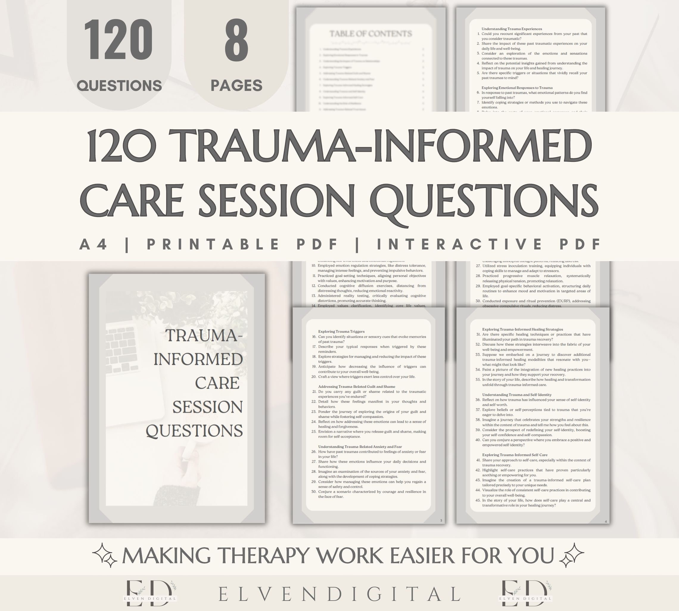 Trauma Informed Therapy Session Questions for Client Counseling ...