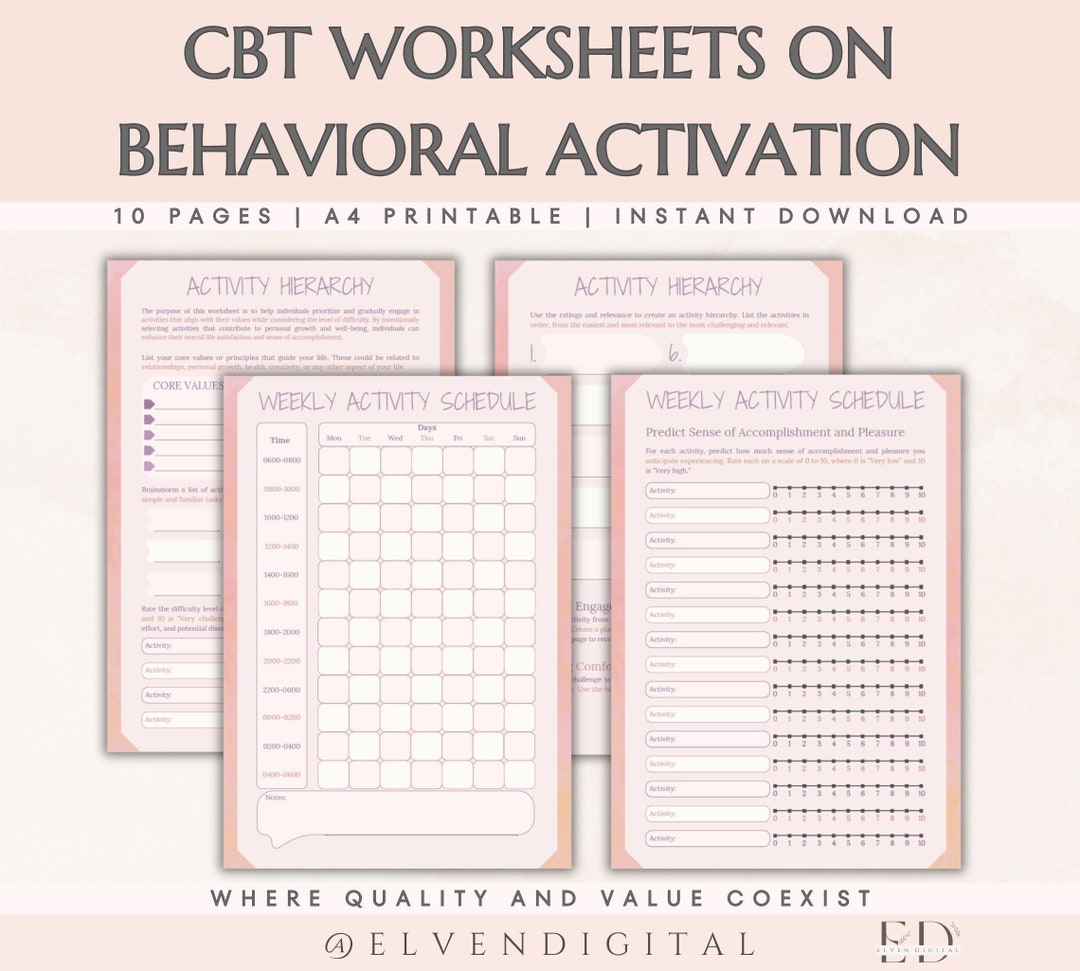 CBT Worksheets Behavioral Activation Cognitive Behavioral - Etsy