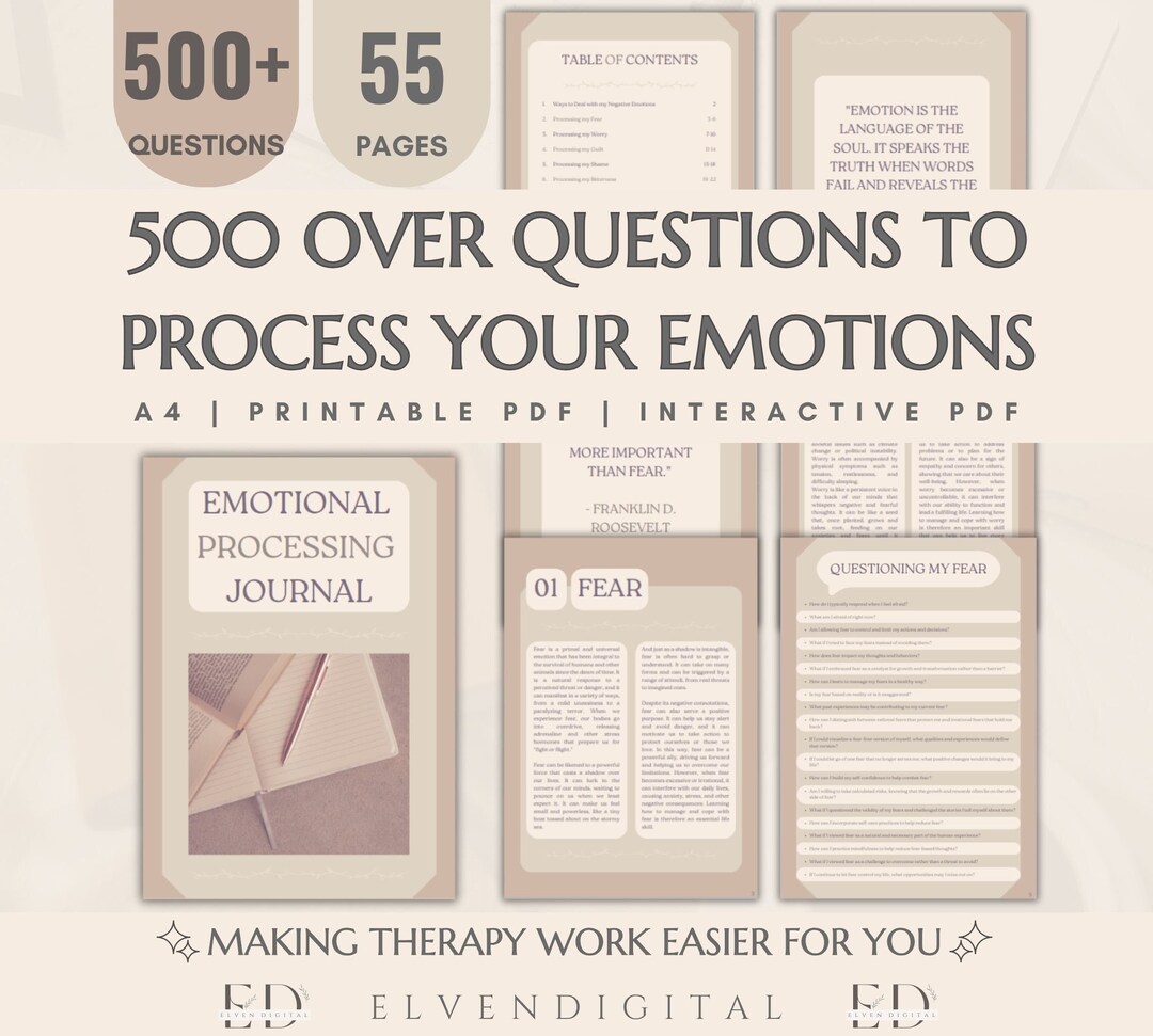 Feelings Journal Questions Emotional Processing Therapy Thought ...