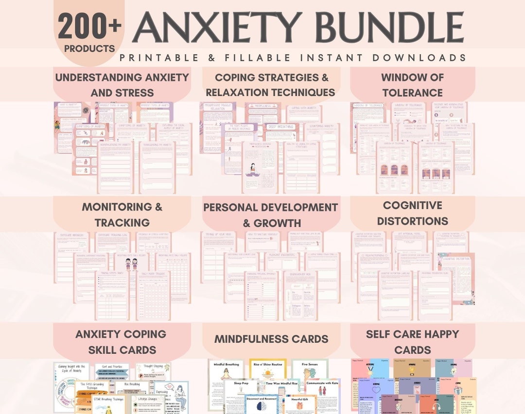 Therapy Workbook Coping Skills Cards Therapist Anxiety Bundle ...