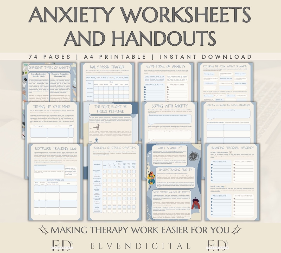 Anxiety Management Worksheet Therapy Resources Anxiety Worksheets for ...
