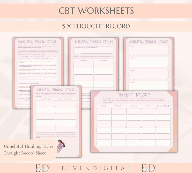 CBT Therapy Worksheets Cbt Bundle for Teens and Adults CBT - Etsy
