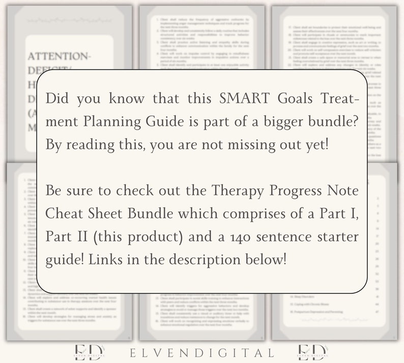 SMART Goals Treatment Planning Guide for Therapist Progress Notes ...