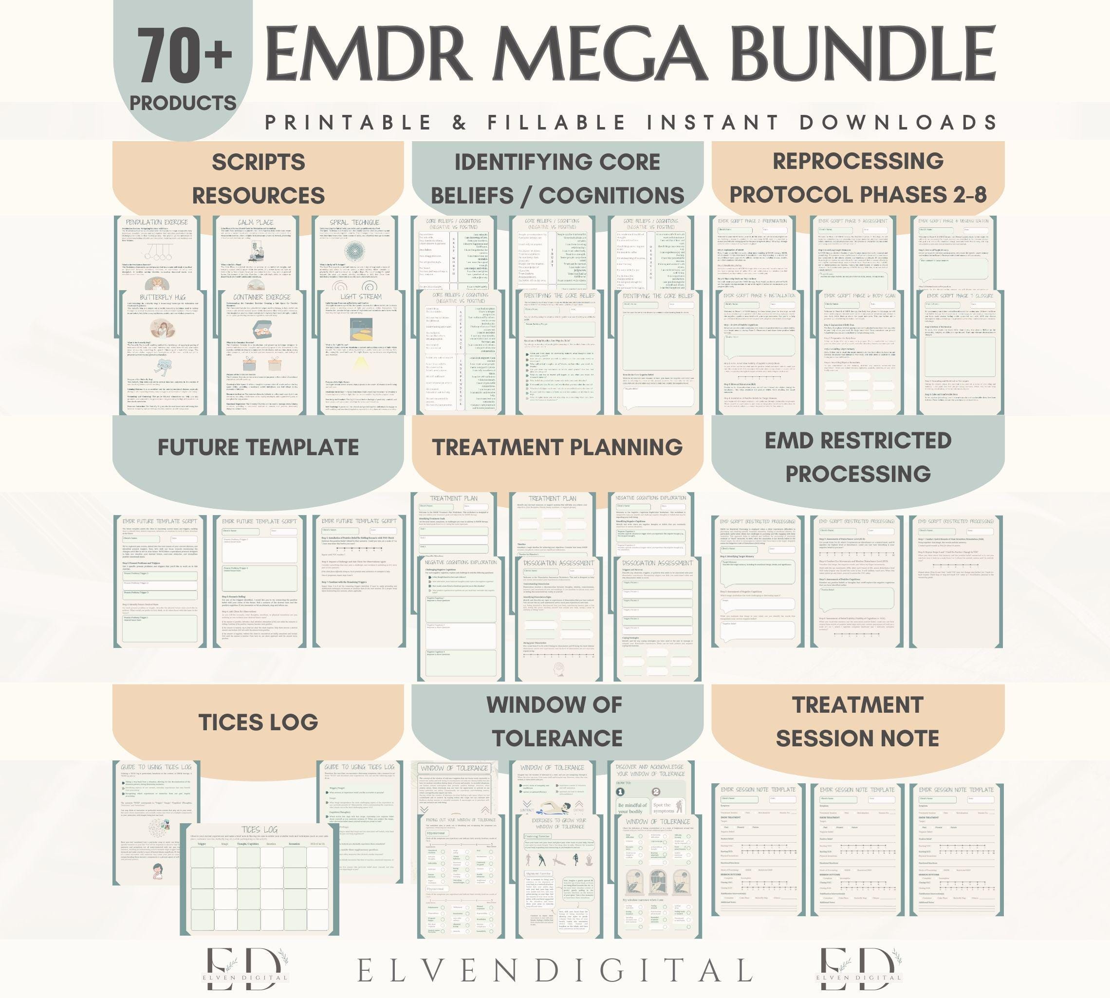 EMDR Worksheets for Therapist EMDR Bundle Therapy Scripts EMDR Handouts ...