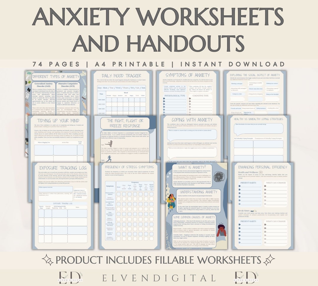 Anxiety Management Worksheet Therapy Resources Anxiety Worksheets for ...