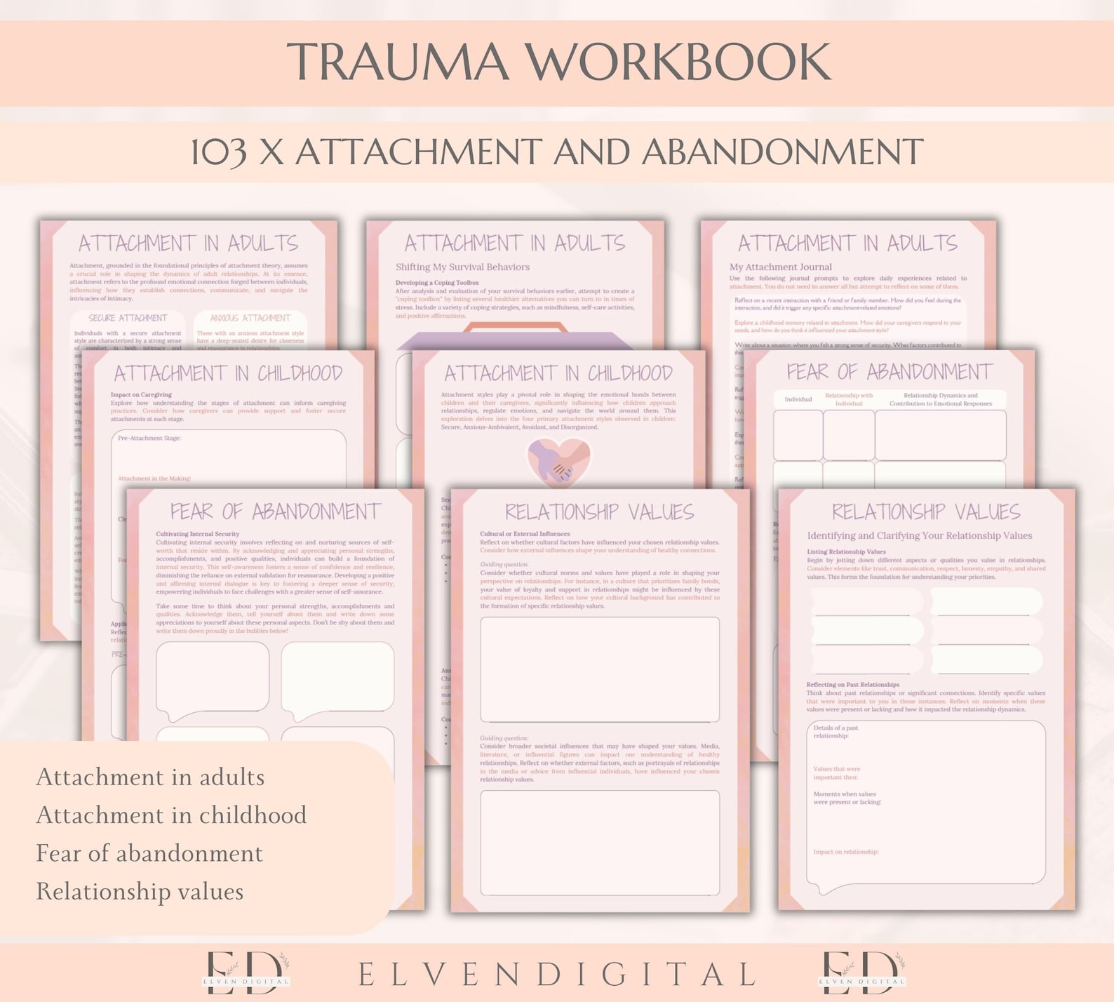 Trauma Therapy Worksheets Adult Mega Bundle Attachment Styles ...