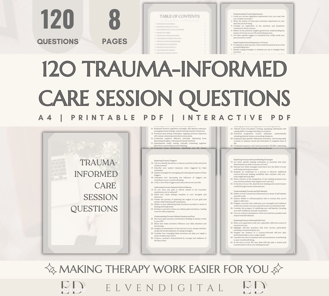 Trauma Informed Therapy Session Questions for Client Counseling ...
