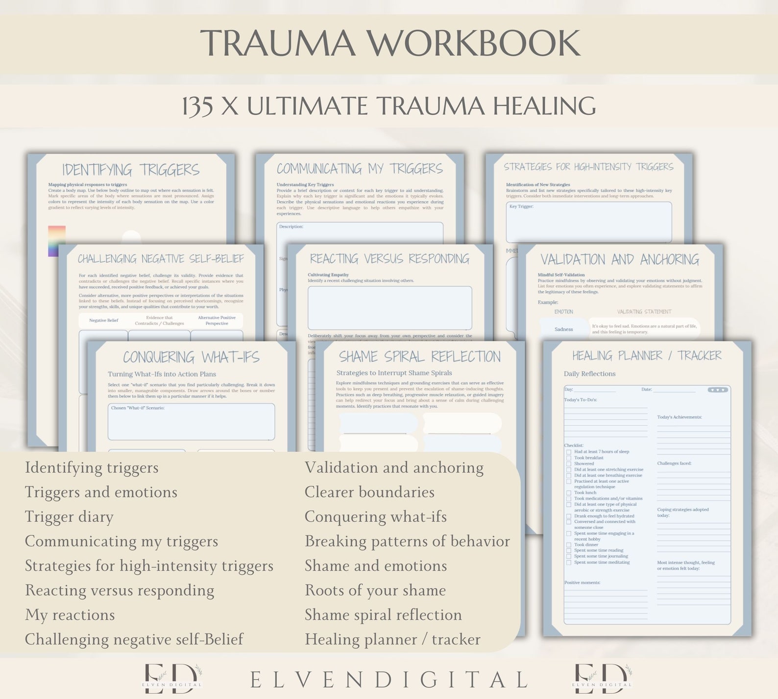 Trauma Therapy Bundle Nervous System Regulation Workbook Adult Trauma ...