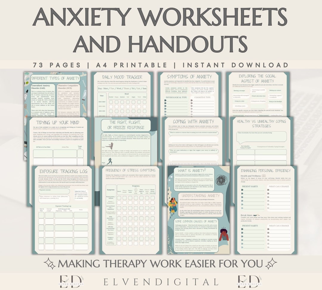 Anxiety Worksheets for Therapist Anxiety Coping Skills Worksheets for ...