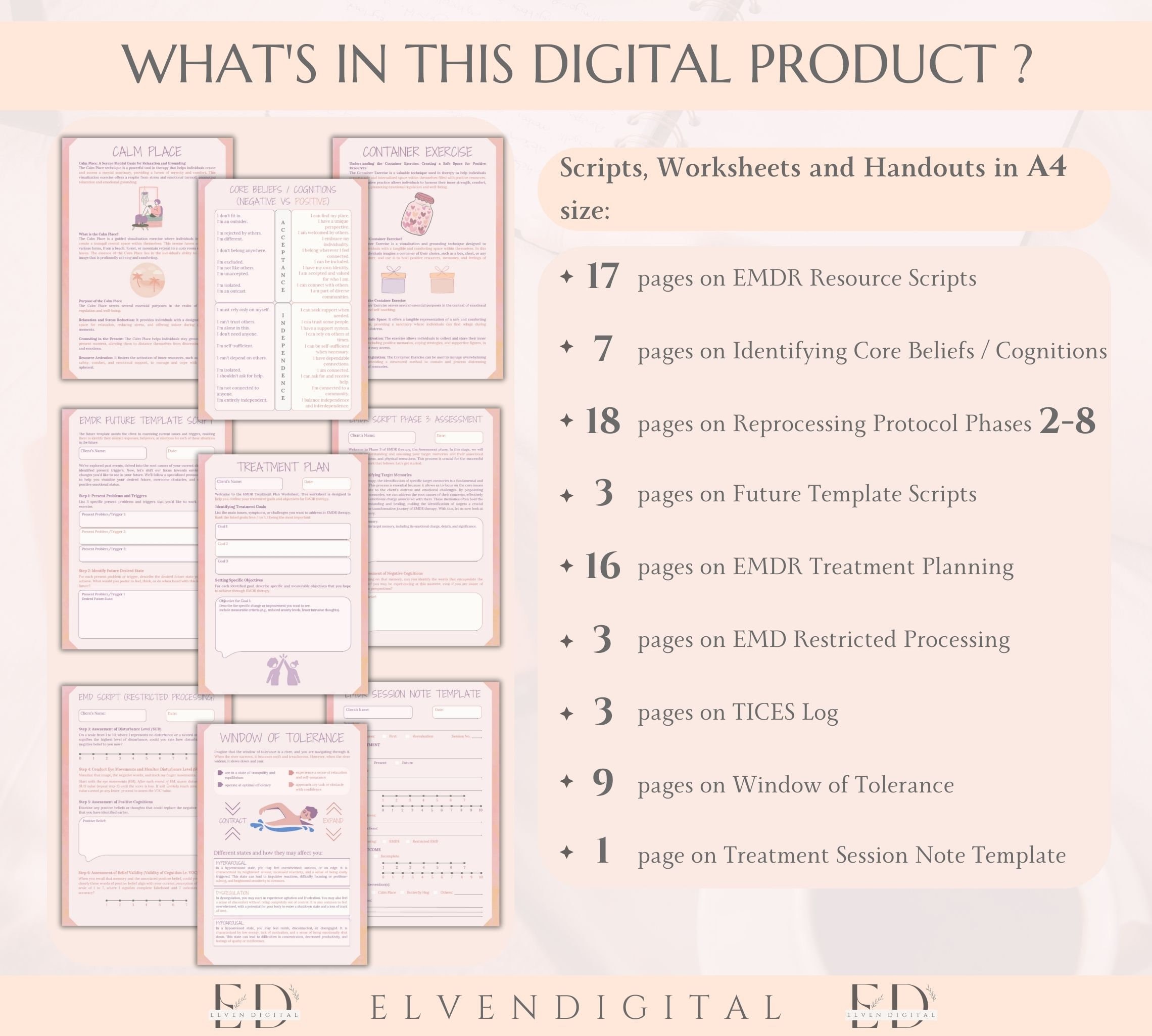 EMDR Worksheet Bundle EMDR Script for Therapist EMDR Therapy Worksheets ...