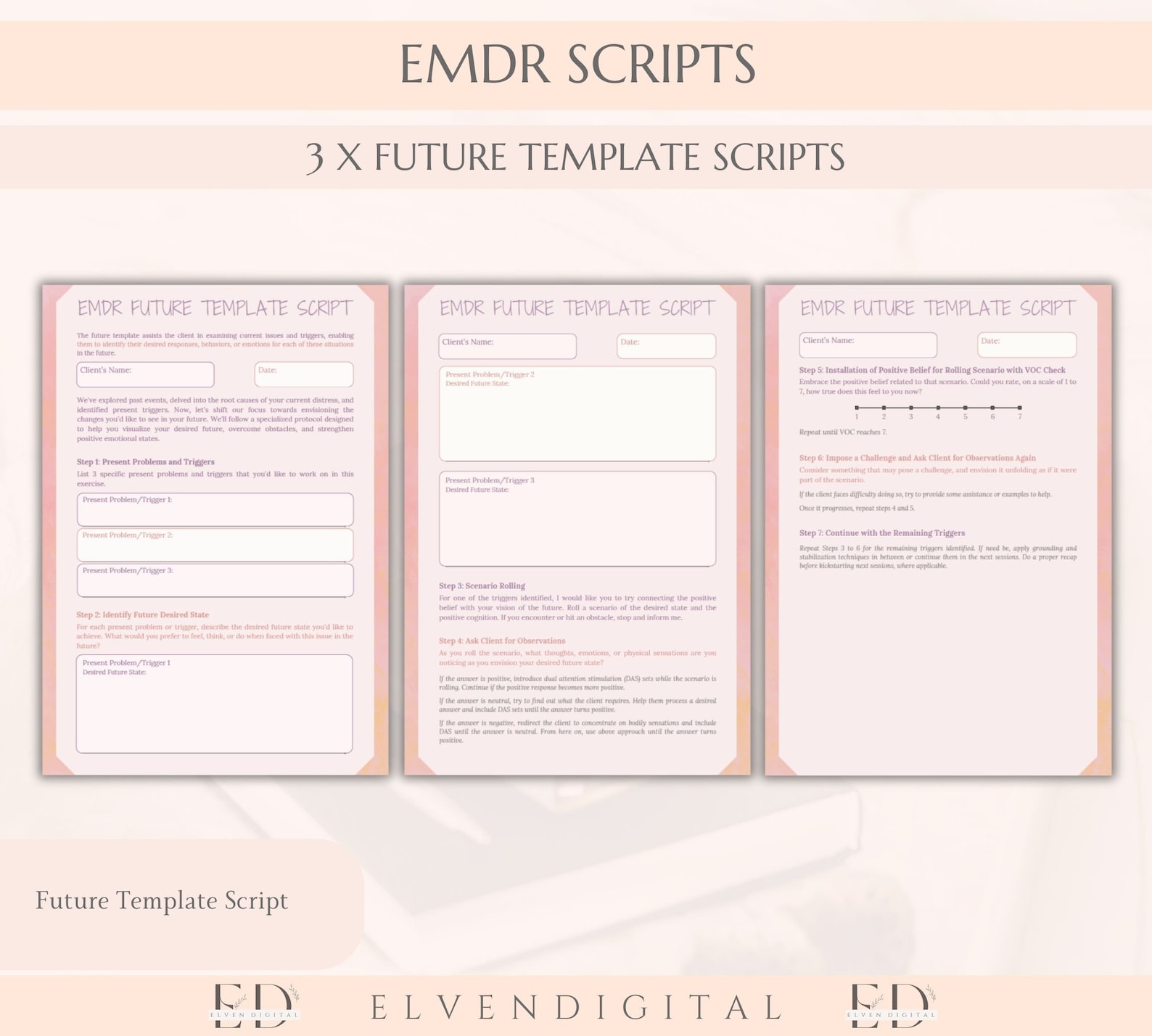 EMDR Worksheet Bundle EMDR Script for Therapist EMDR Therapy Worksheets ...