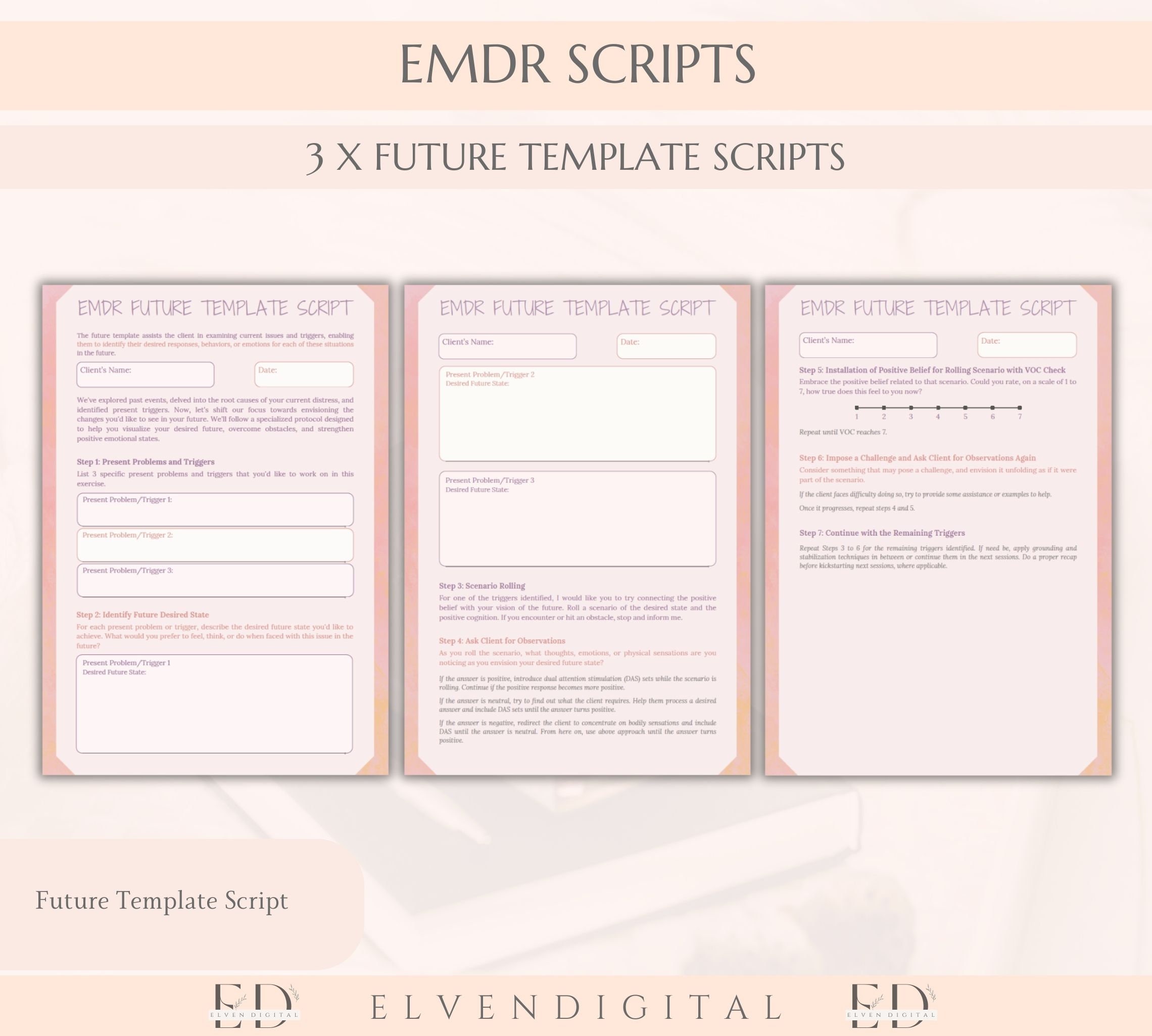 EMDR Worksheet Bundle EMDR Script for Therapist EMDR Therapy Worksheets ...