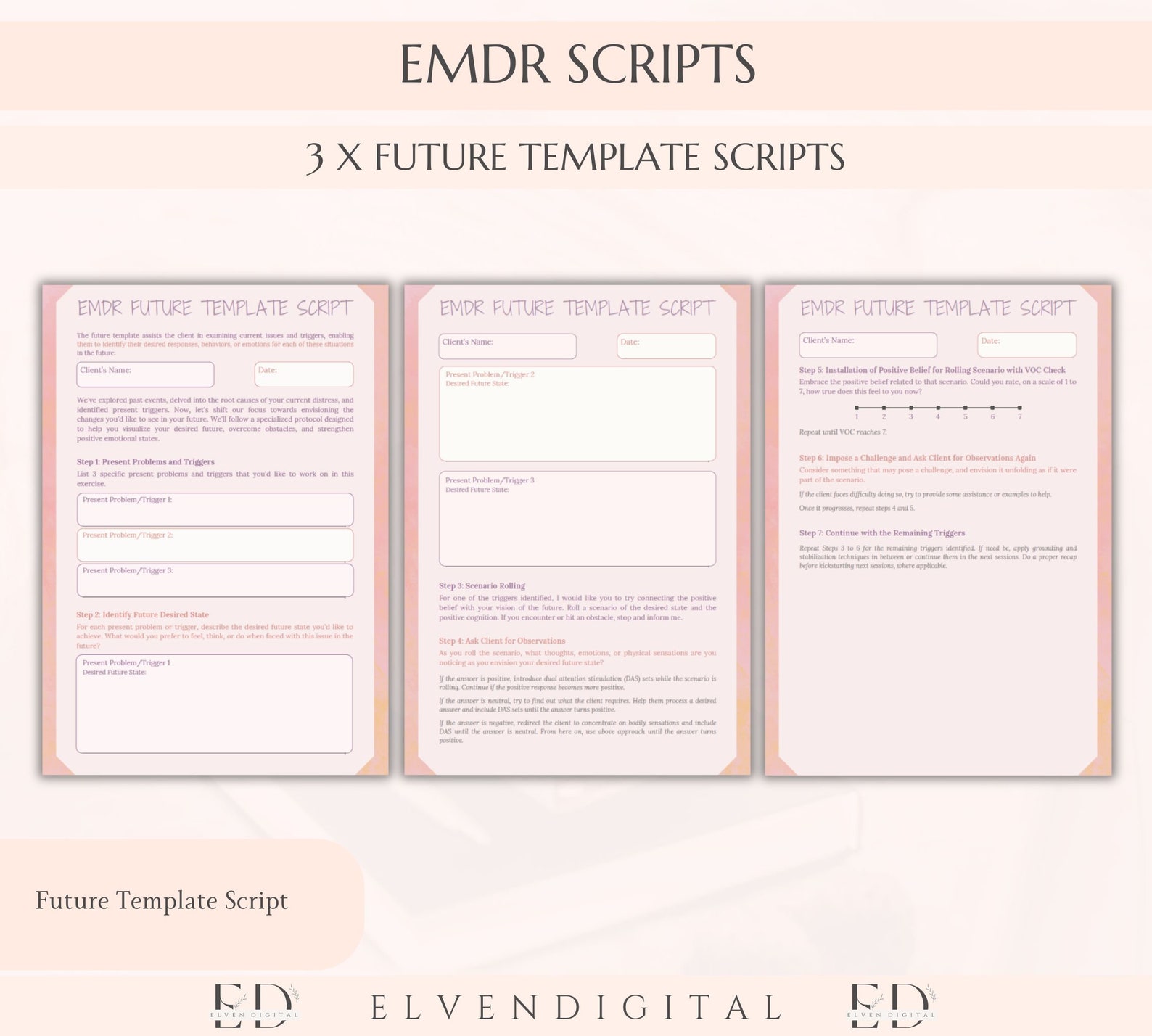 EMDR Worksheet Bundle EMDR Script for Therapist EMDR Therapy Worksheets ...