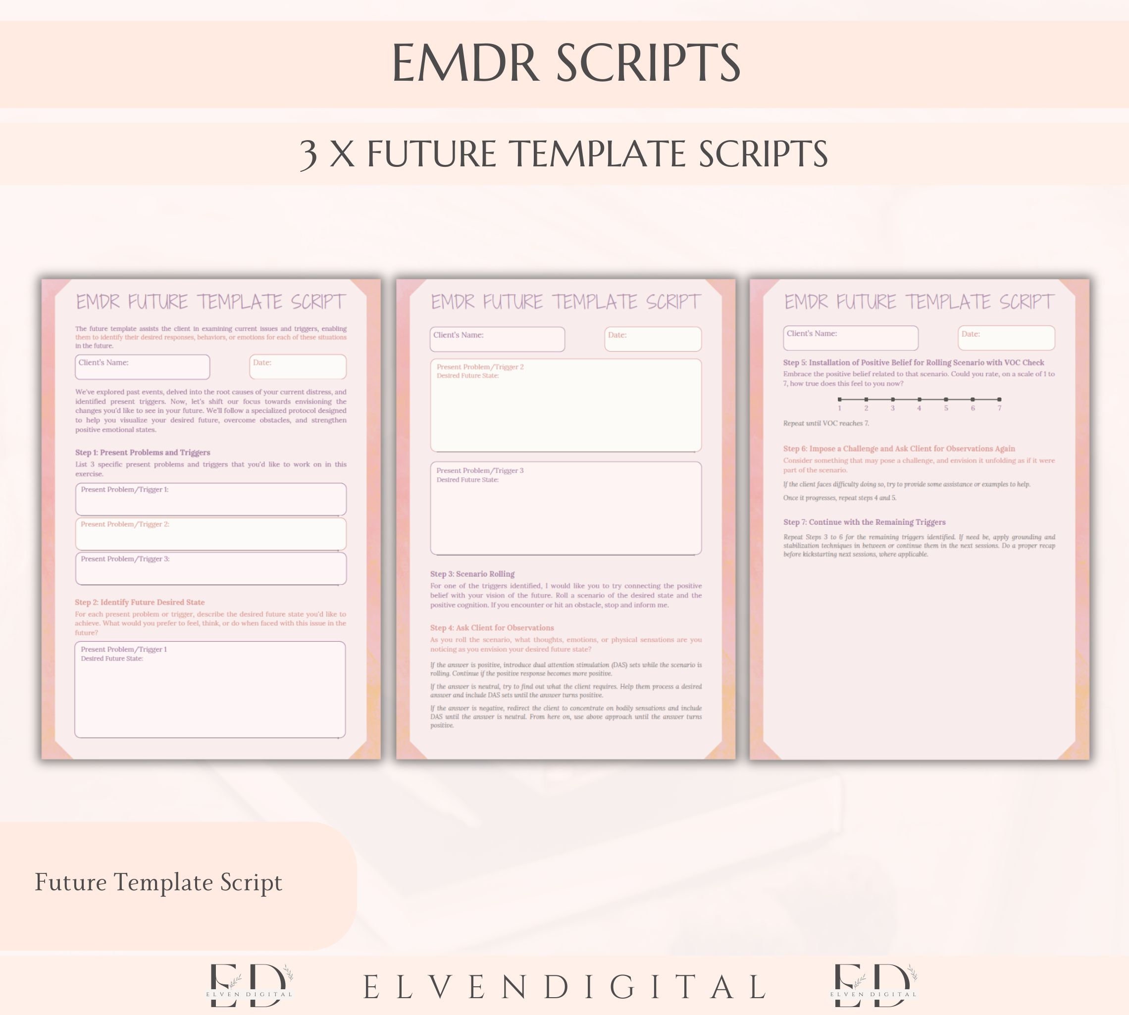 EMDR Worksheet Bundle EMDR Script for Therapist EMDR Therapy Worksheets ...