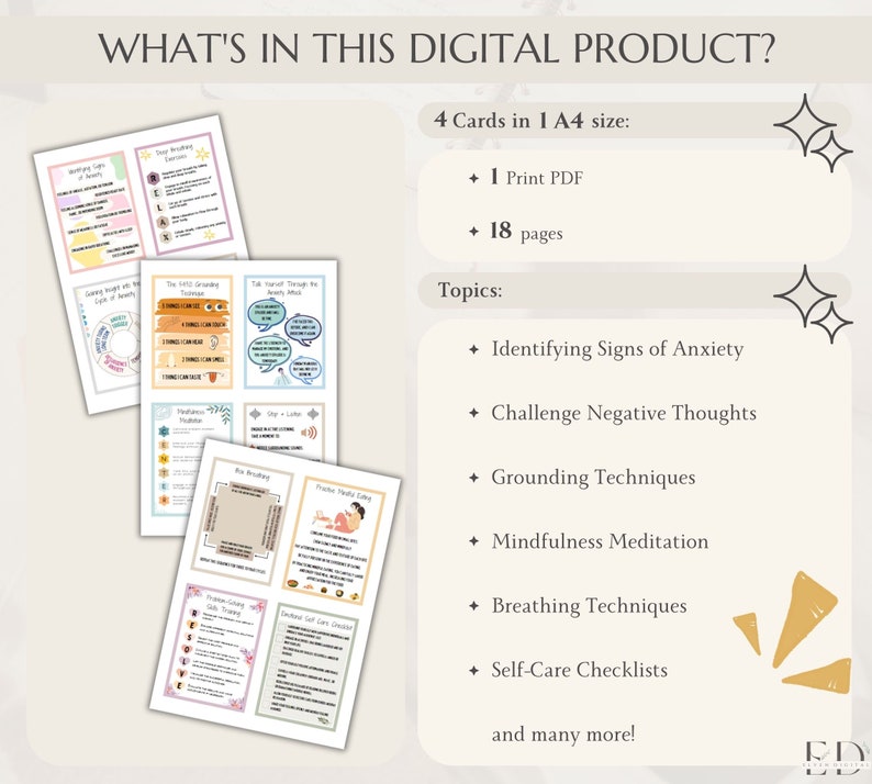 Anxiety Coping Skills Cards Calm Down Corner Psychologist Cards Mental ...