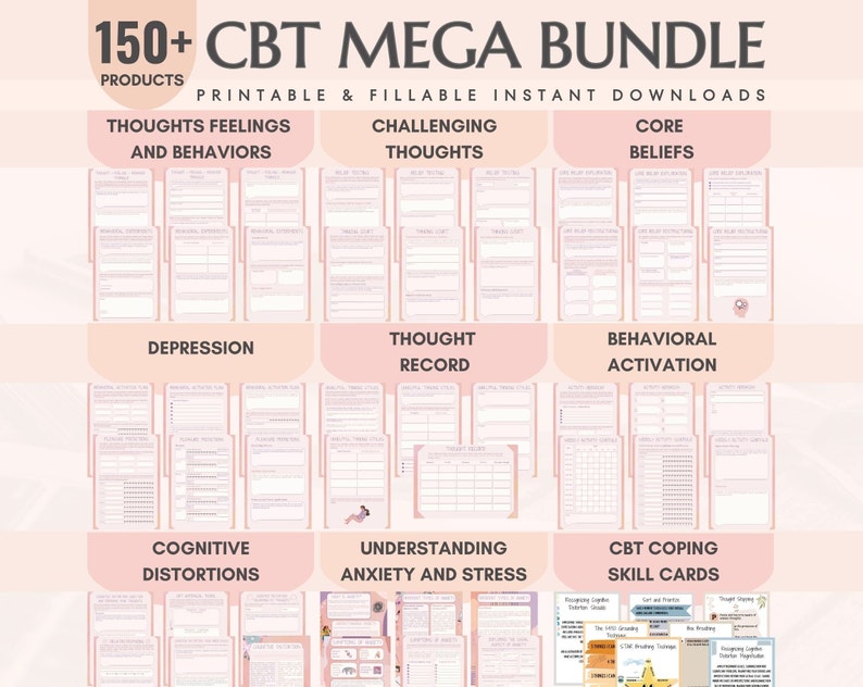 CBT Therapy Worksheets Cbt Bundle for Teens and Adults CBT Coping Skill ...