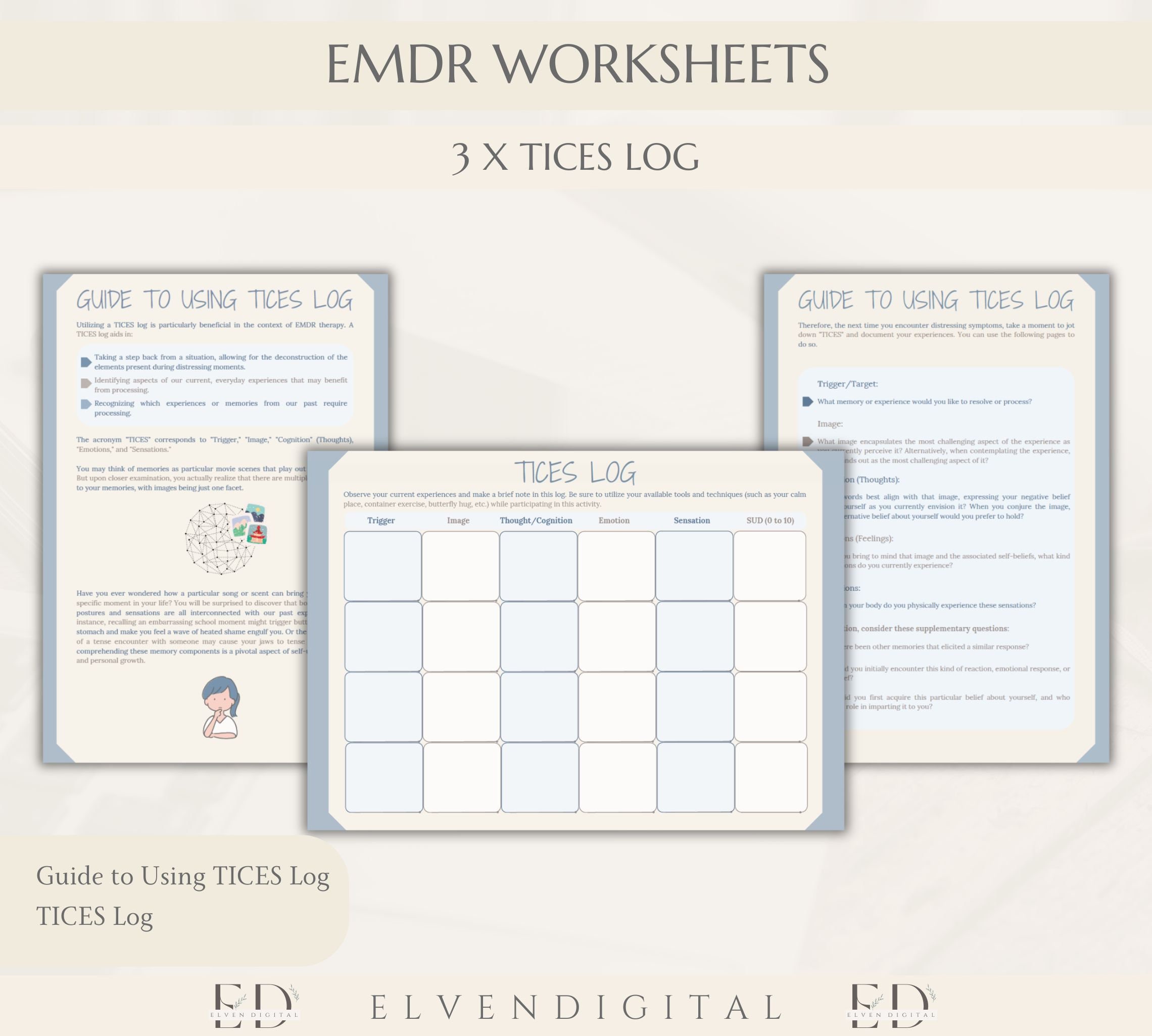 EMDR Worksheet Bundle Eye Movement Psychotherapy Bundle EMDR Scripts ...