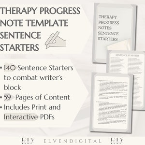 Therapy Progress Notes Sentence Starters Words Phrases Statements Cheat ...