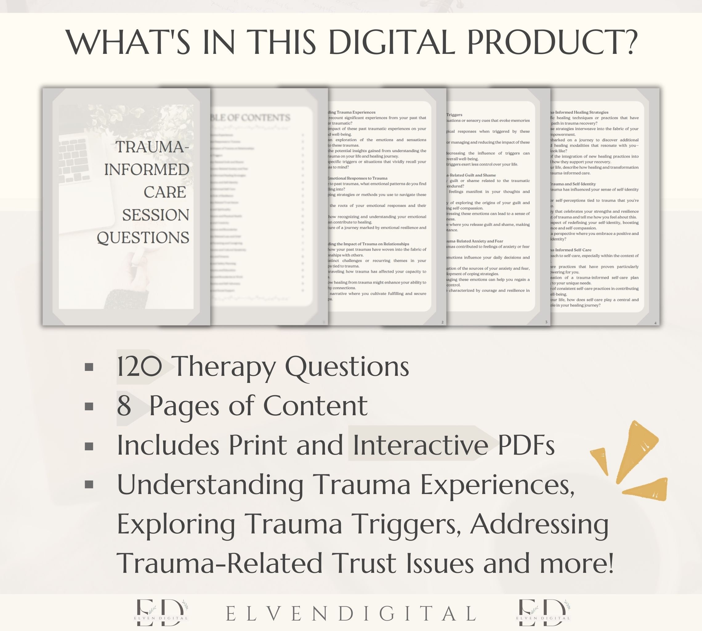 Trauma Informed Therapy Session Questions for Client Counseling ...