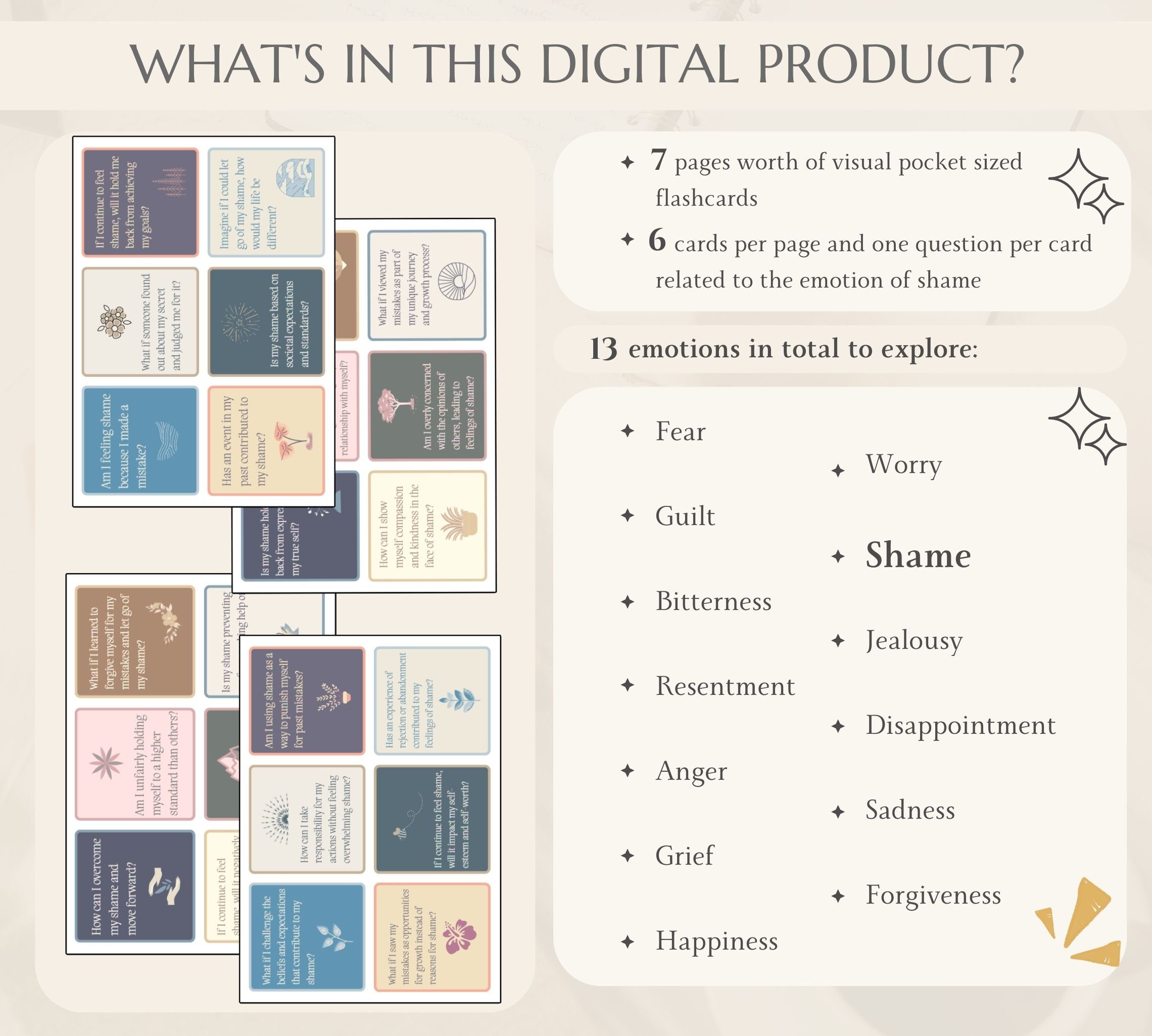 Shame Exploration Cards, Self-reflection Tool, Mindful Awareness Deck ...