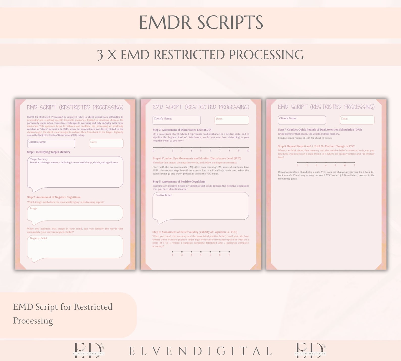 EMDR Worksheet Bundle EMDR Script for Therapist EMDR Therapy Worksheets ...