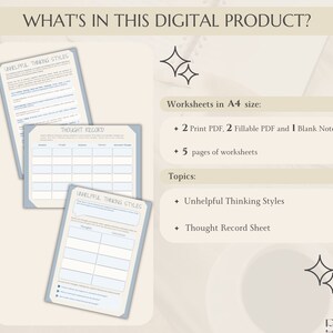 CBT Thought Record Worksheet CBT Unhelpful Thinking Styles Counseling ...