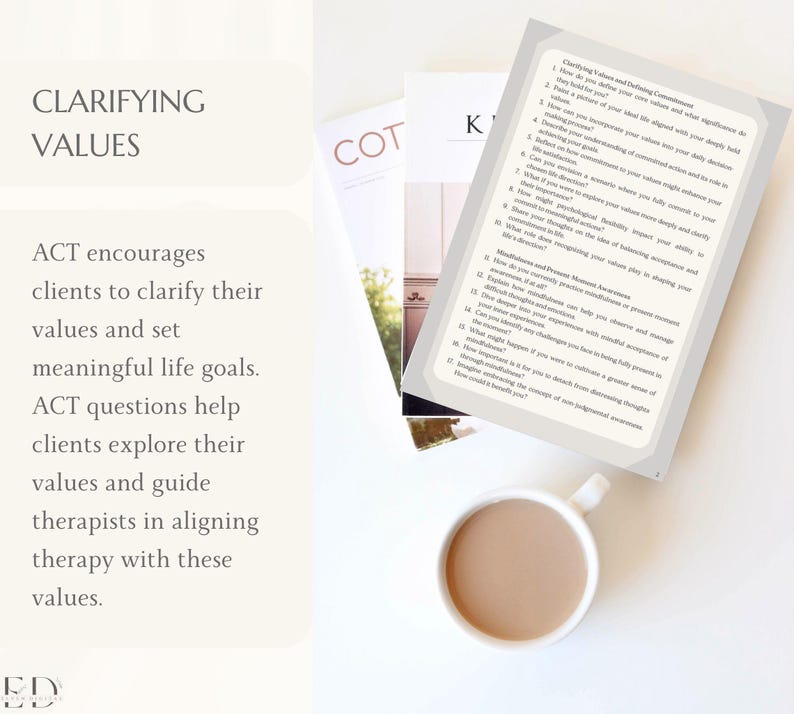 ACT Therapy Questions Therapy Practice Tools ACT Counseling Workbook ...