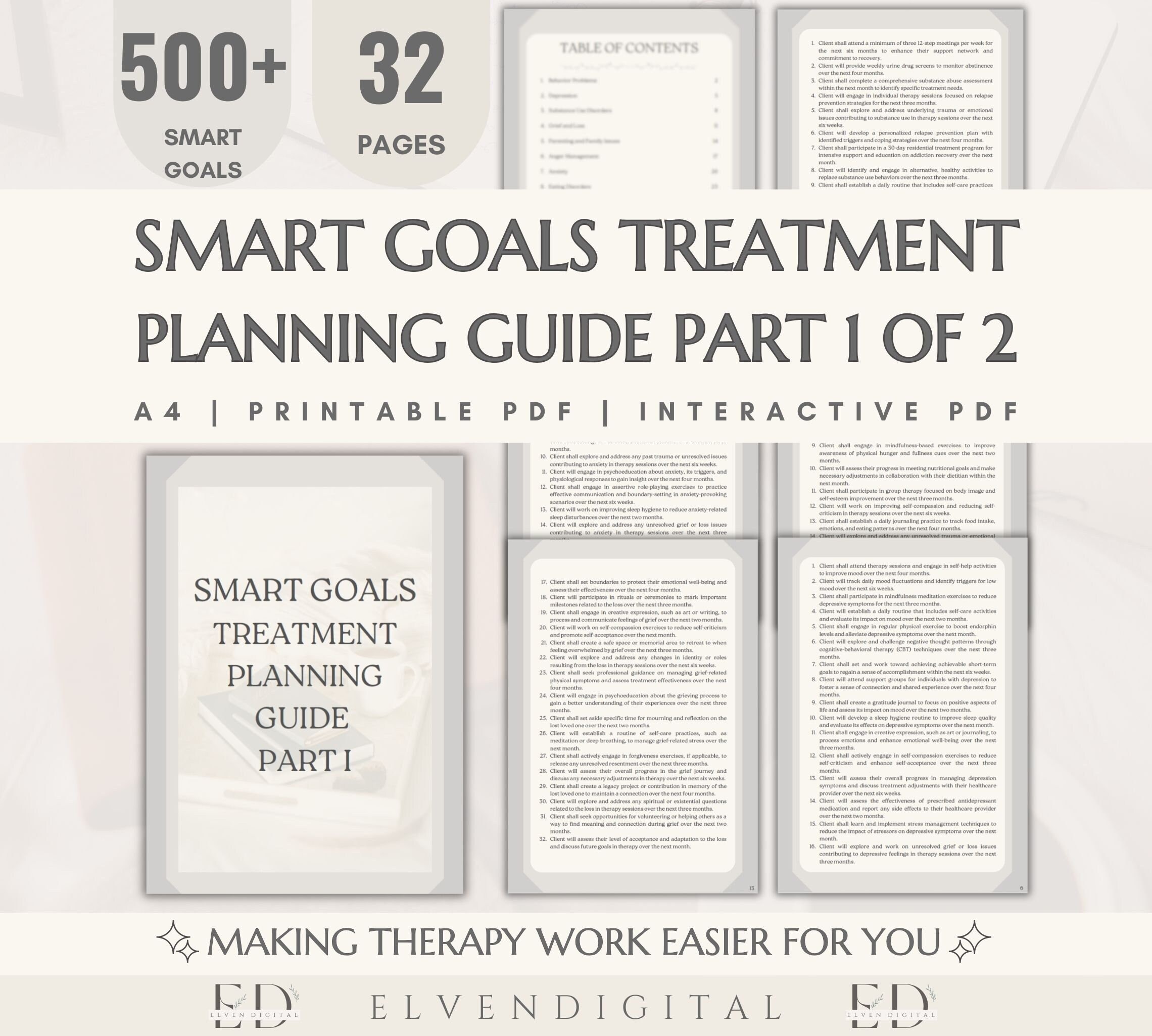 SMART Goals Treatment Planning Guide Therapy Intervention Clinical ...