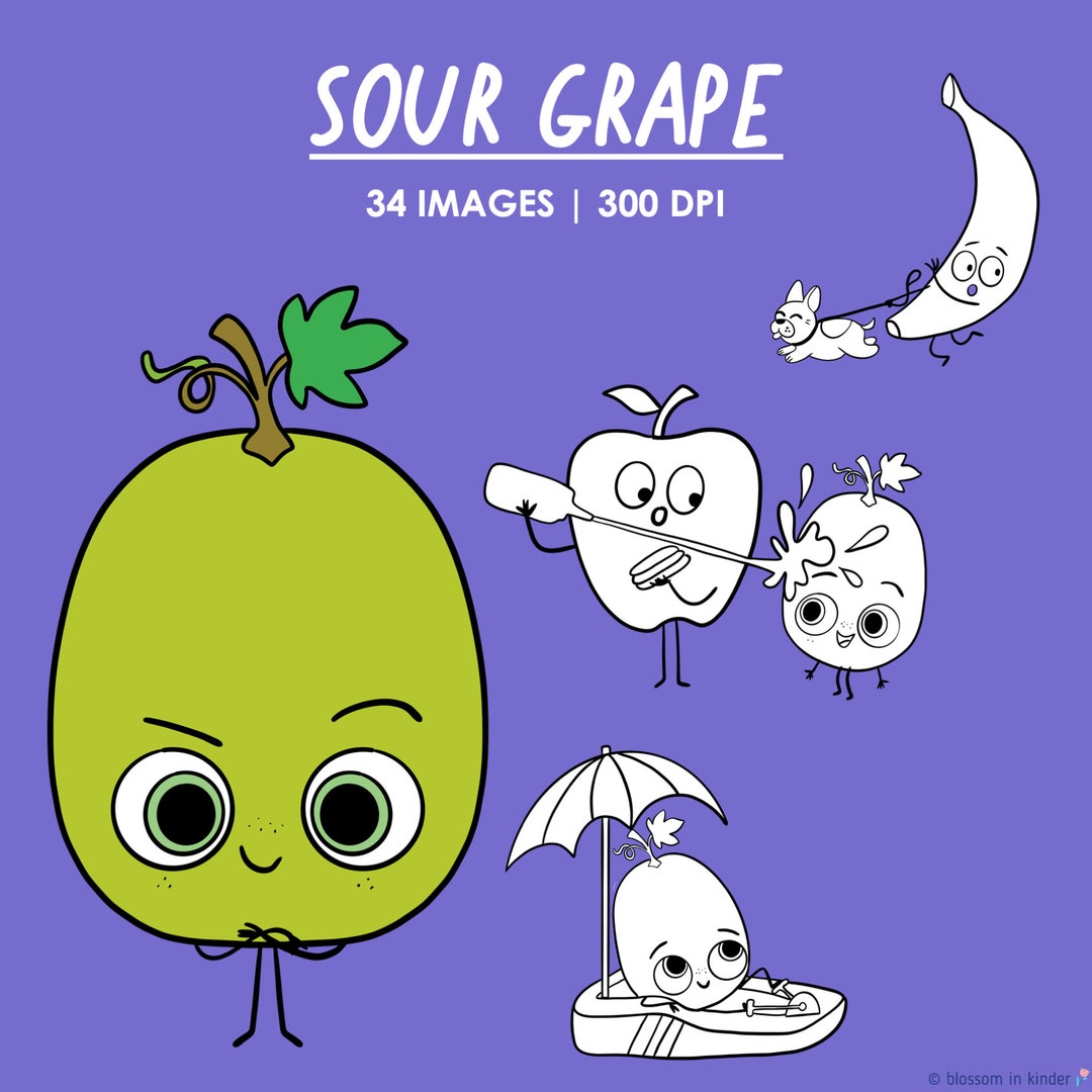 The Sour Grape Clipart - Etsy